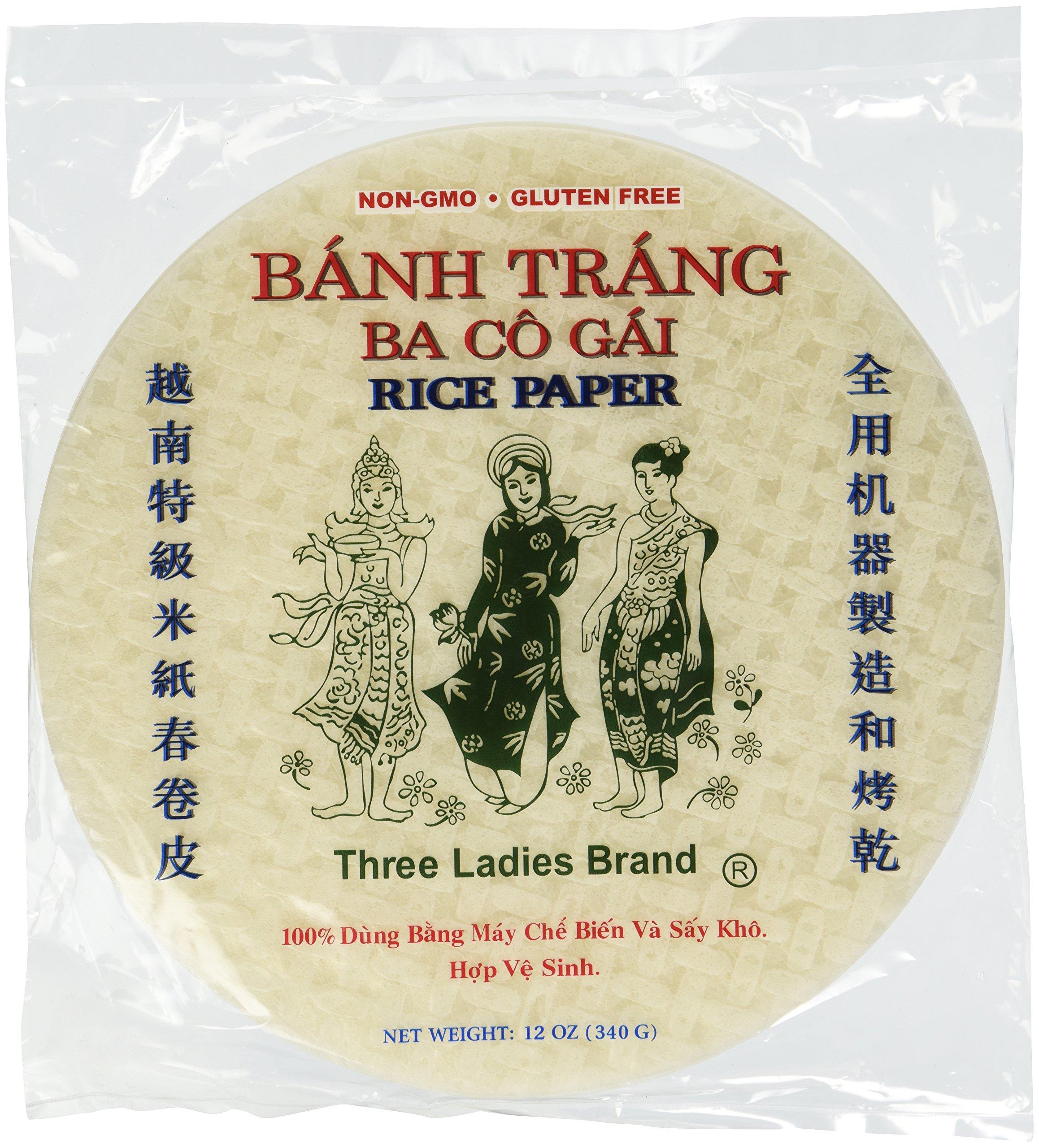 Three Ladies Brand Spring Roll Rice Paper Wrapper 2 Packs Round 22cm three-ladies-brand-spring-roll-rice-paper-wrapper-2-packs-round-22cm